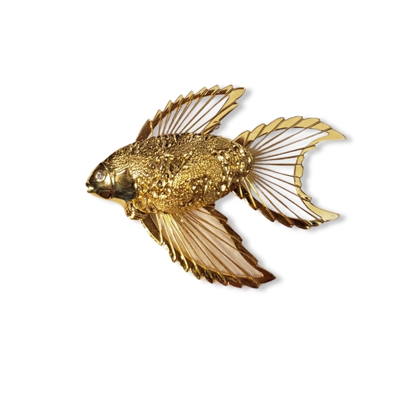 Source Unknown | Jewelry | Koi Gold Fish Brooch Gold Tone | Poshmark